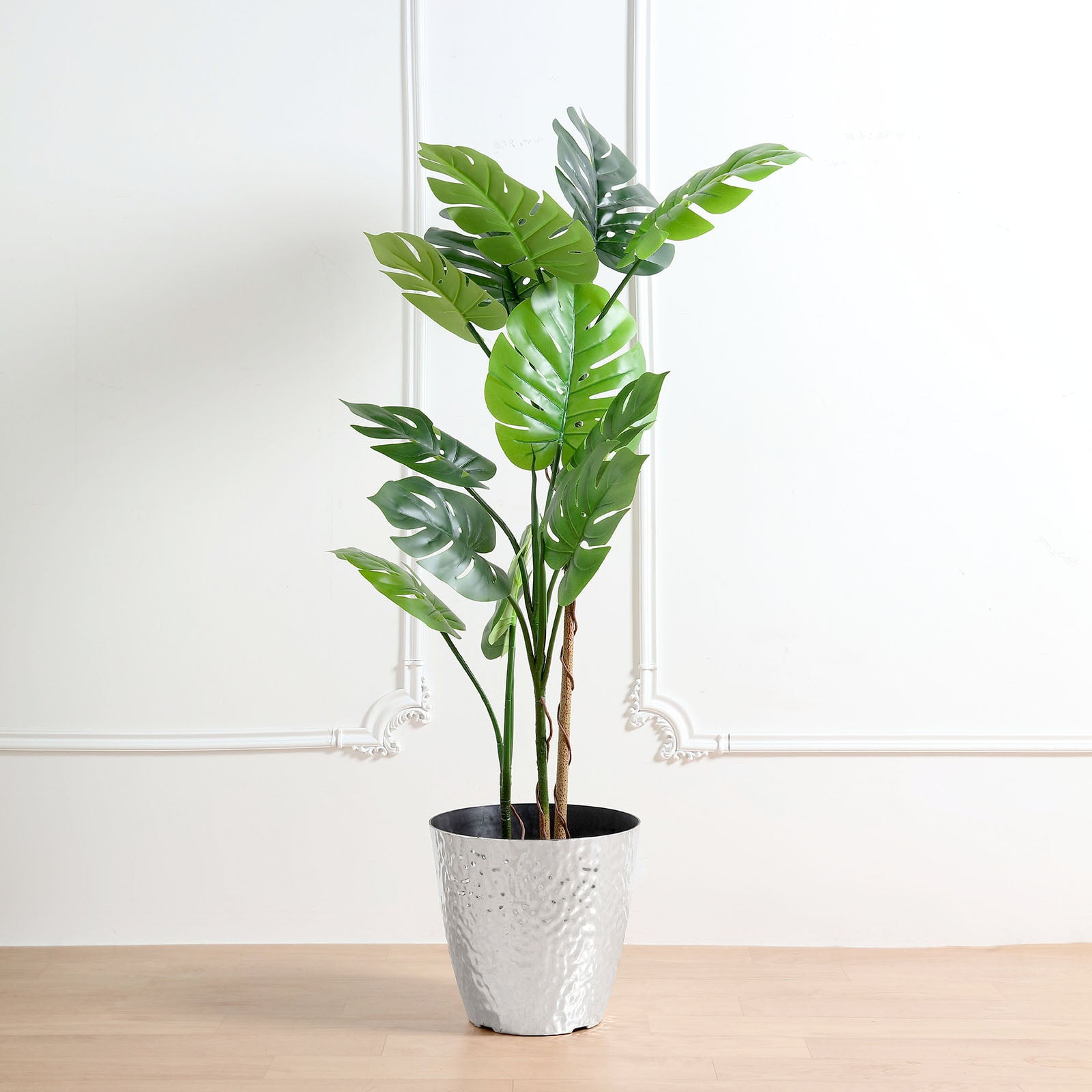 Efavormart 11" Silver Polypropylene Planter Pot Indoor, Flower Pot For ...