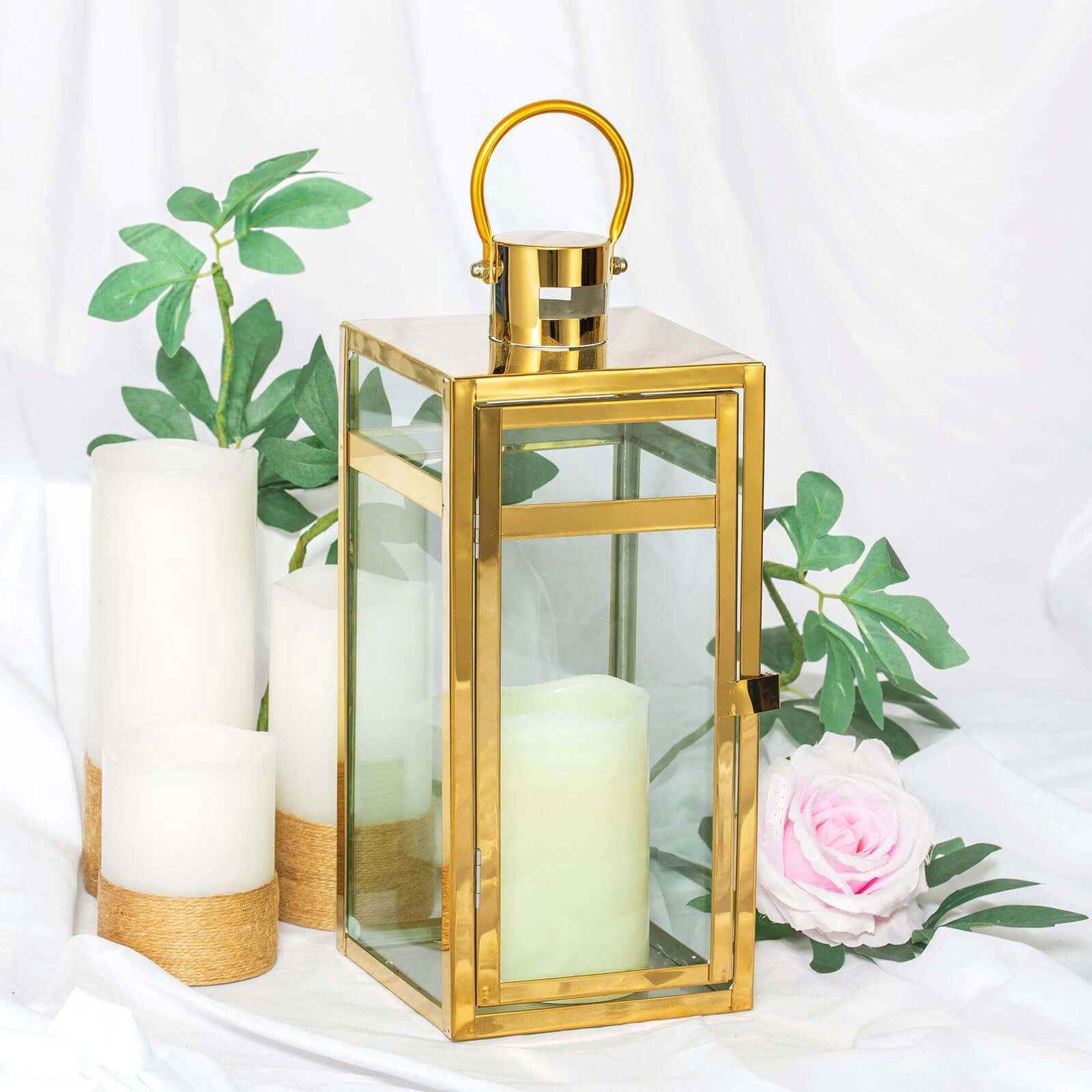 Efavormart GOLD Stainless Steel Decorative Lantern Candle Holder with ...