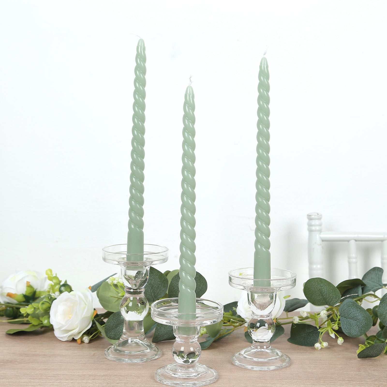 Efavormart 12 Pack | 11" Sage Green Premium Spiral Long Burn Wick Taper ...