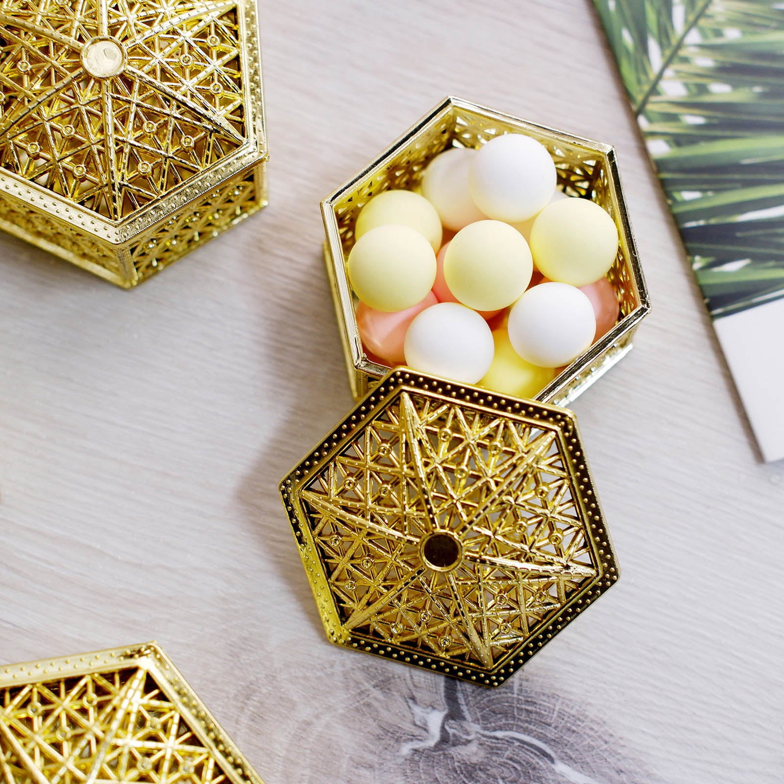 Efavormart 12 Pack - 3" Gold Hexagon Favor Candy Boxes for Wedding ...