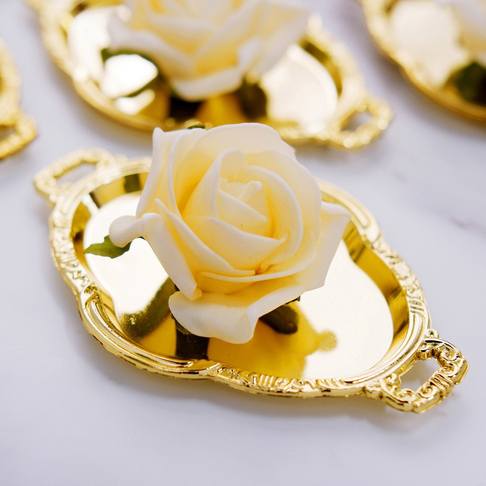 eFavormart 12 Pack Gold Oval Mini Candy Display Trays, Baroque Design ...