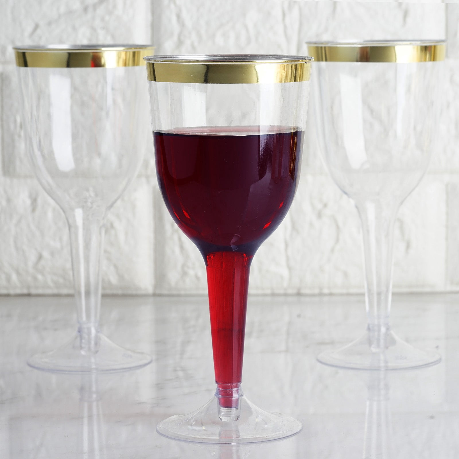 Efavormart 12-Pack 9oz Gold Rimmed Disposable Plastic Wine Glasses ...