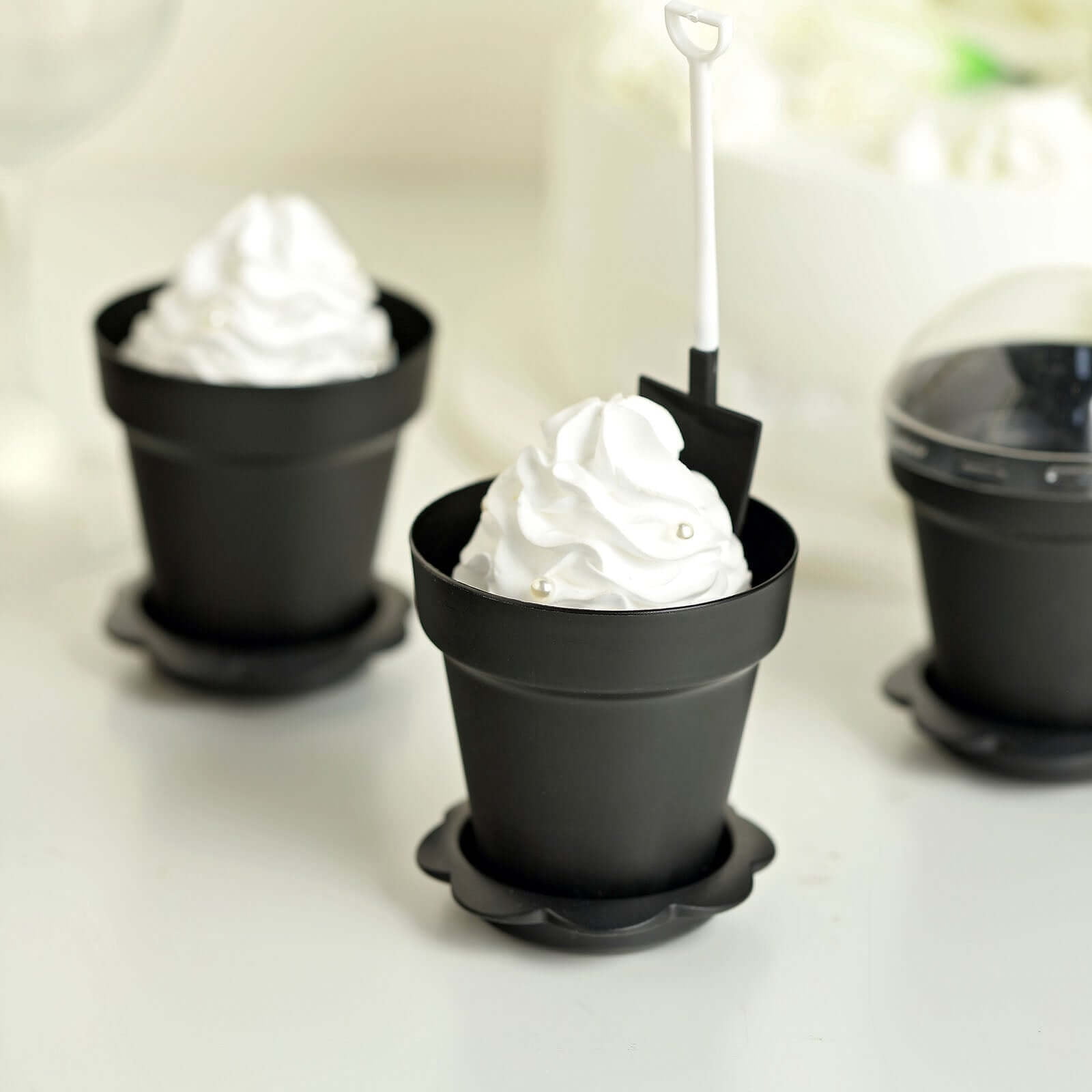 Efavormart 12 Pack | Black Flower Pot Ice Cream Dessert Cups with ...
