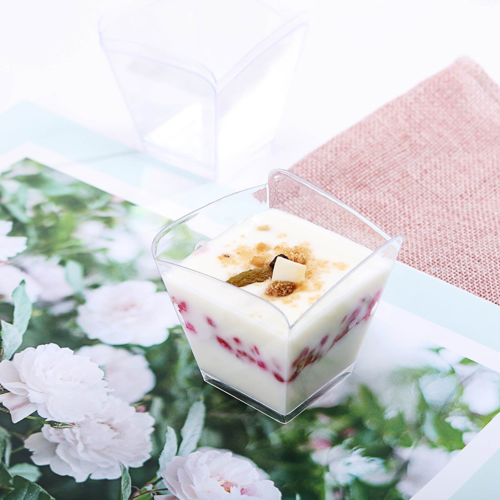 Efavormart 12 Pack Clear 3oz Square Disposable Plastic Dessert Cups for ...