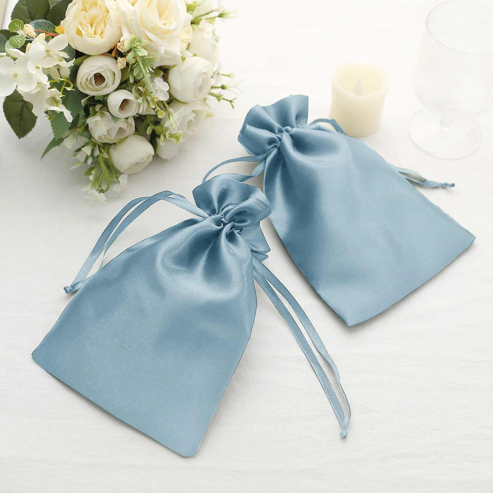 Efavormart 12 Pack Dusty Blue Satin Wedding Party Favor Bags ...
