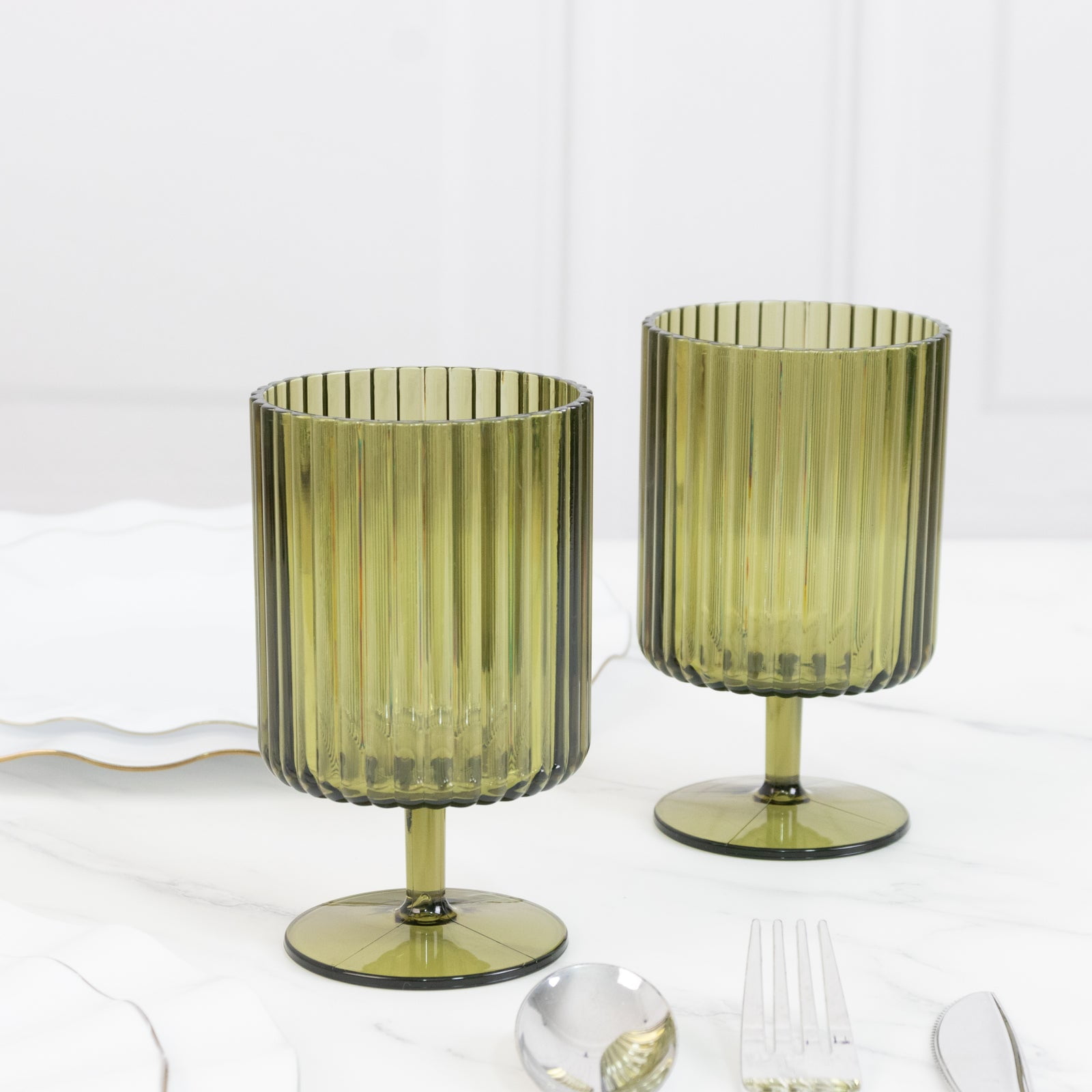 Efavormart 12-Pack Dusty Sage Green Plastic Wine Glasses 12oz, Vintage ...