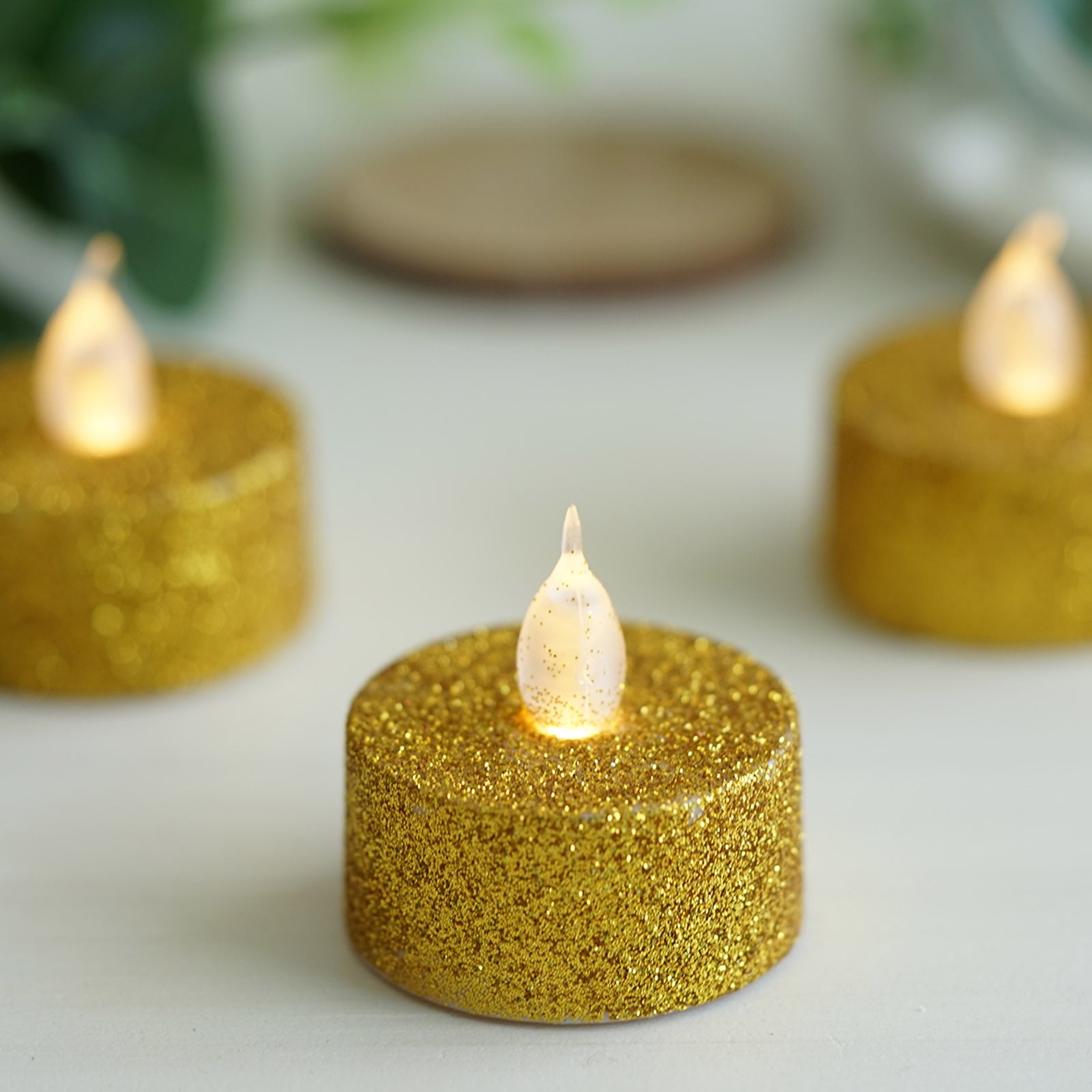 Efavormart 12 Pack - Gold Glitter Flameless LED Candles - Battery ...