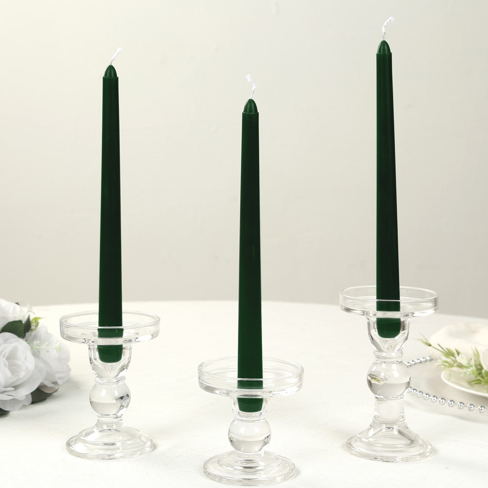 Efavormart 12 Pack Hunter Emerald Green Premium Wax Taper Candles ...