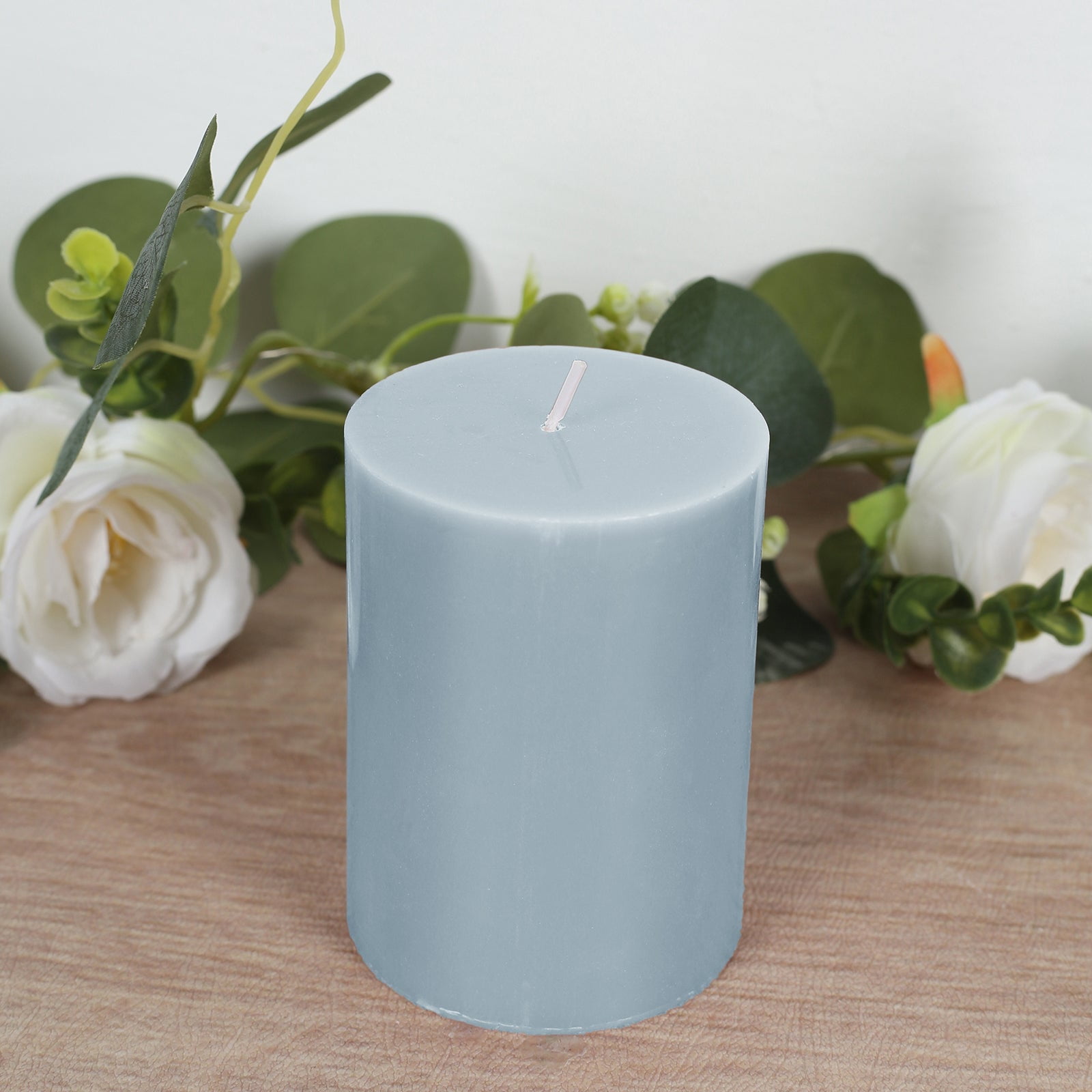 Efavormart 12-Pack Unscented Pillar Candles – Dripless 3"x4" Dusty Blue ...