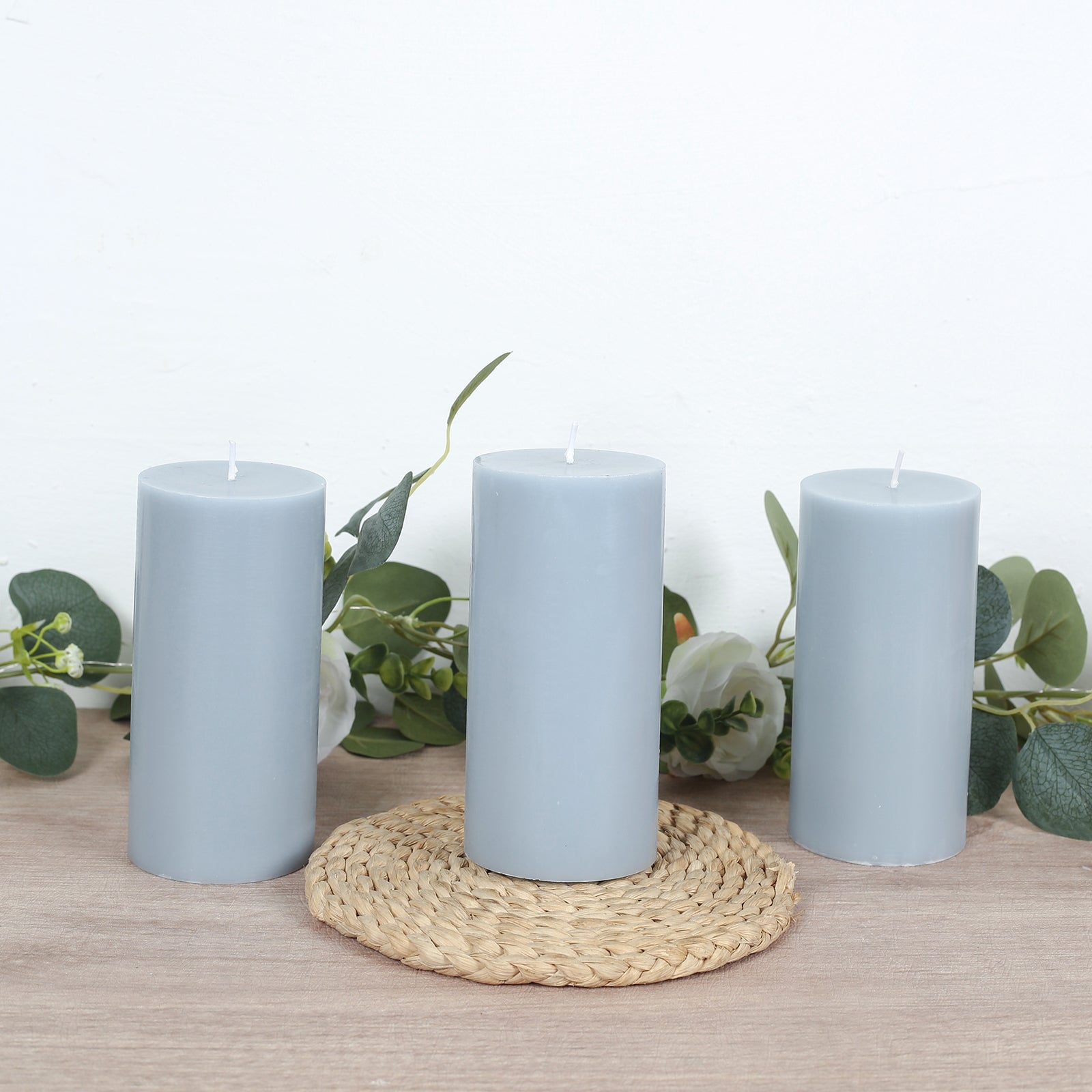 Efavormart 12-Pack Unscented Pillar Candles – Dripless 3"x6" Dusty Blue ...