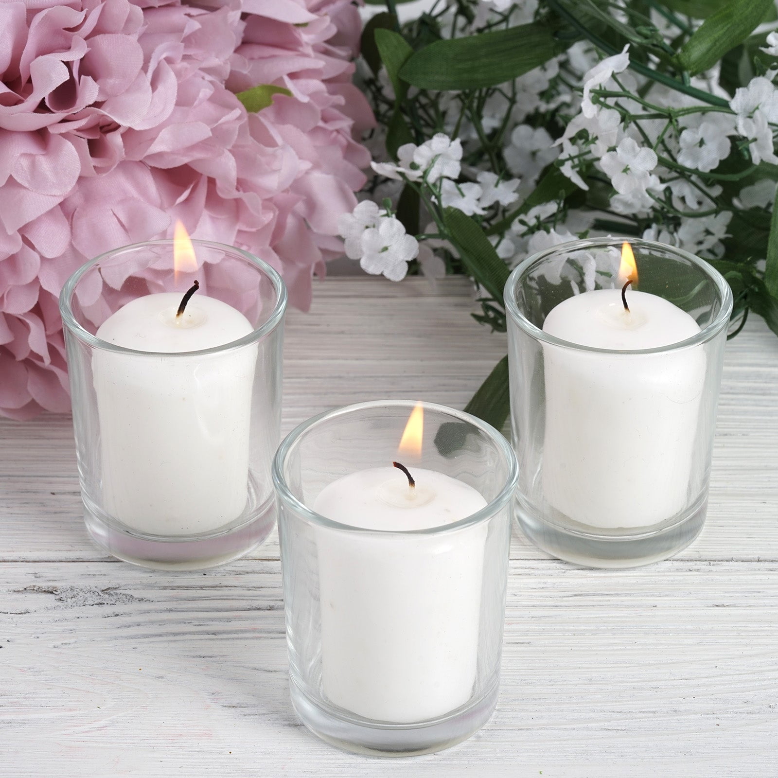 Efavormart 12 Pack Wedding Bulk | White Votive Candle and Clear Glass ...