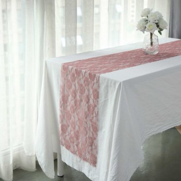 BalsaCircle 12x108 in Dusty Blue Rose Floral Lace Table Runner Wedding ...