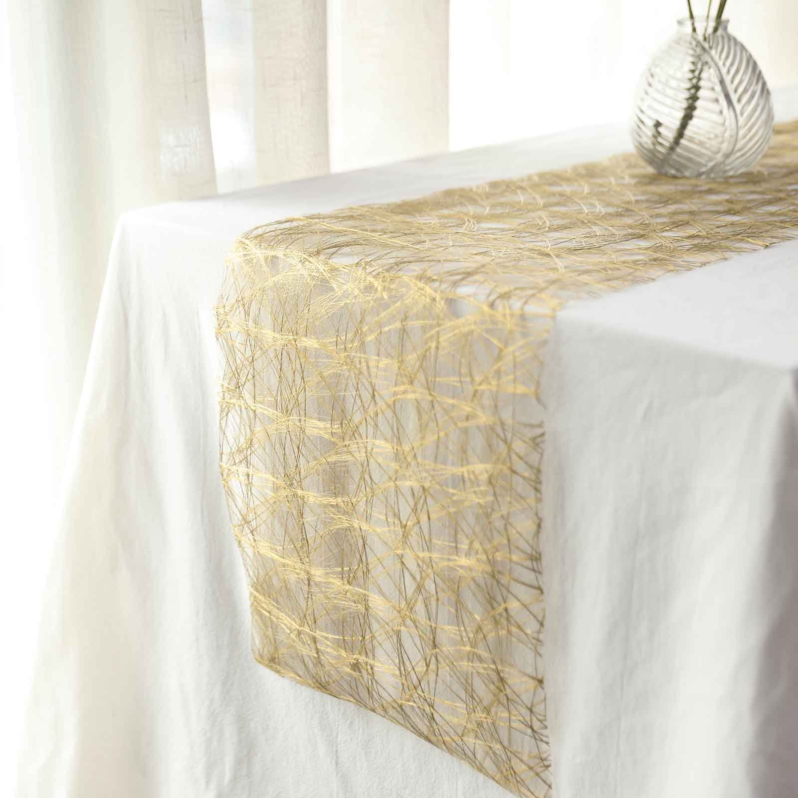 Efavormart 12”X108" Metallic Gold Non-Woven Fiberweb Polyester Table ...