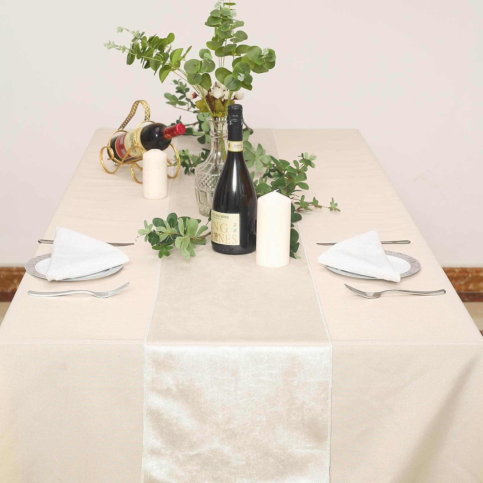 Efavormart 12" x 107" Ivory Premium Velvet Table Runner For Wedding ...