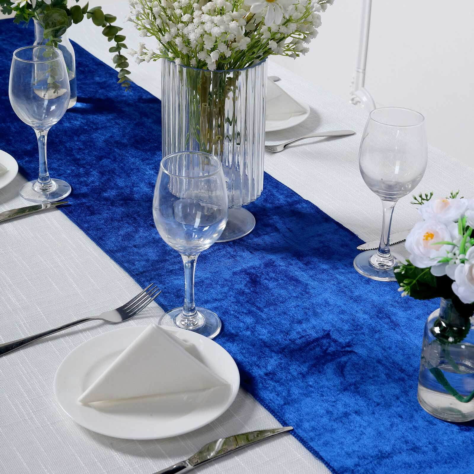Efavormart 12" x 107" Royal Blue Premium Velvet Table Runner For ...