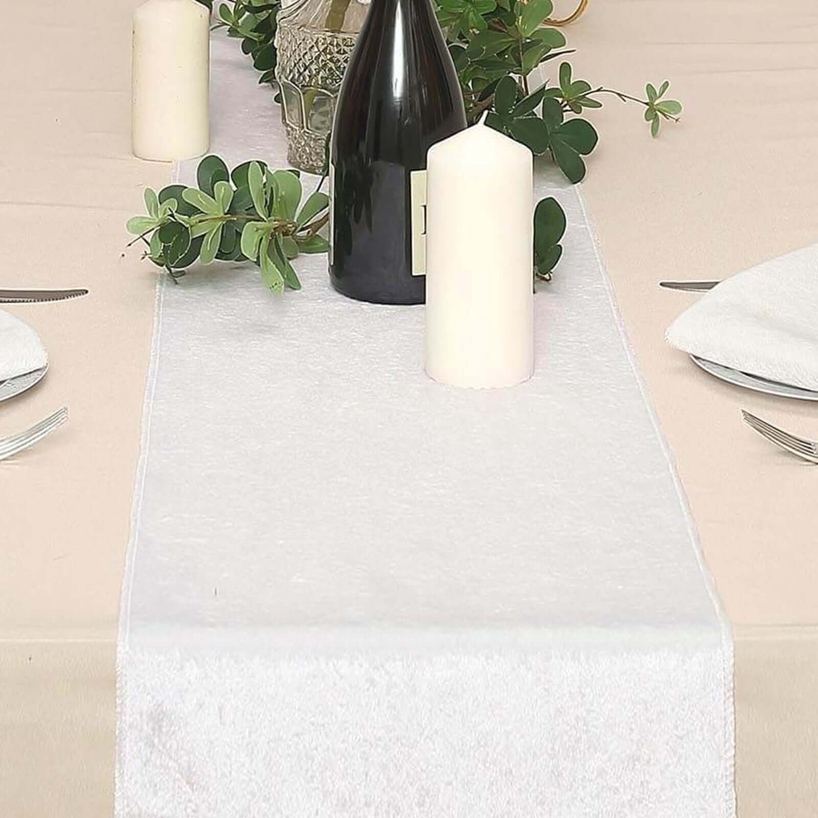 Efavormart 12" x 107" White Premium Velvet Table Runner For Wedding ...