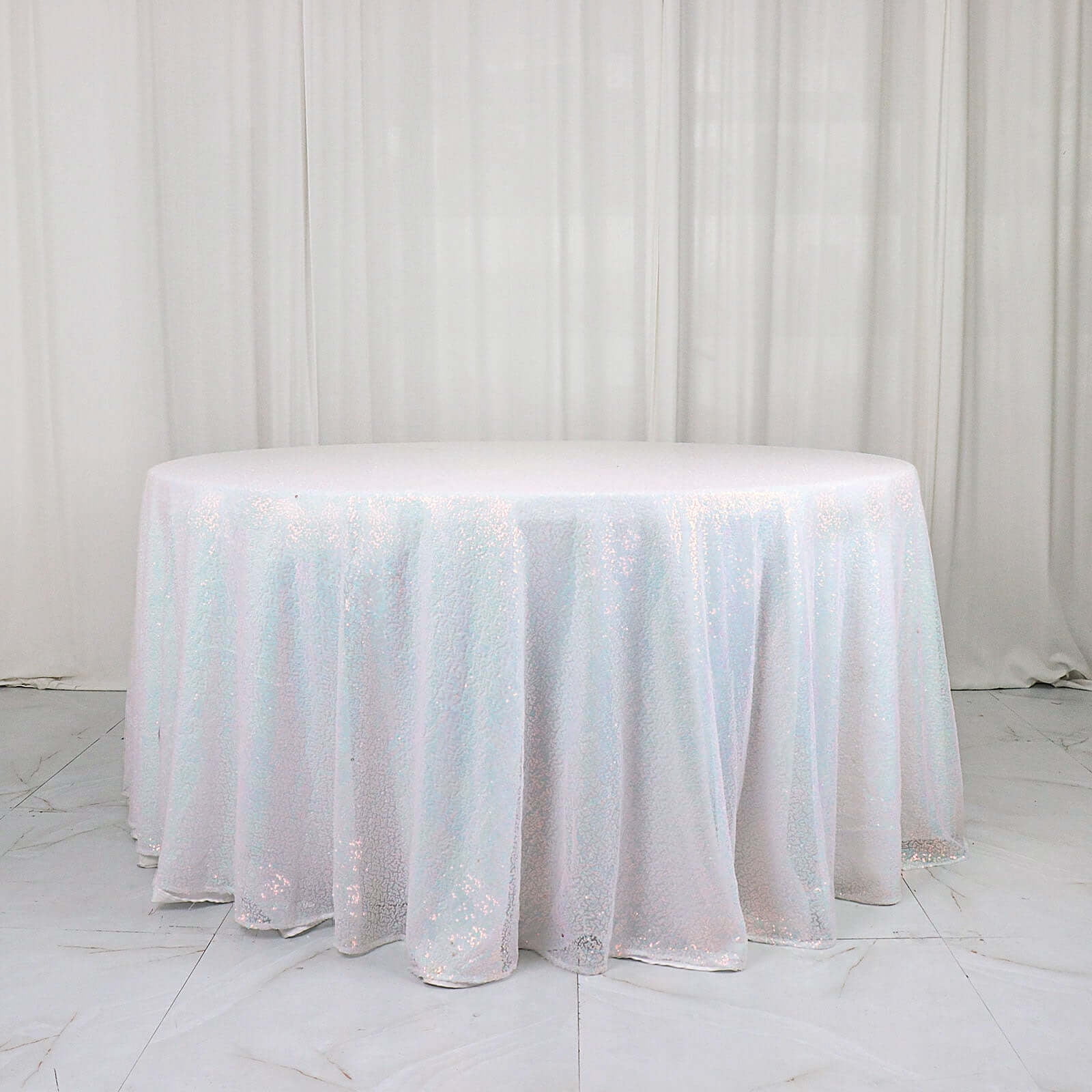 Efavormart 120" Big Payette Iridescent Blue Sequin Round Tablecloth Premium Collection For ...