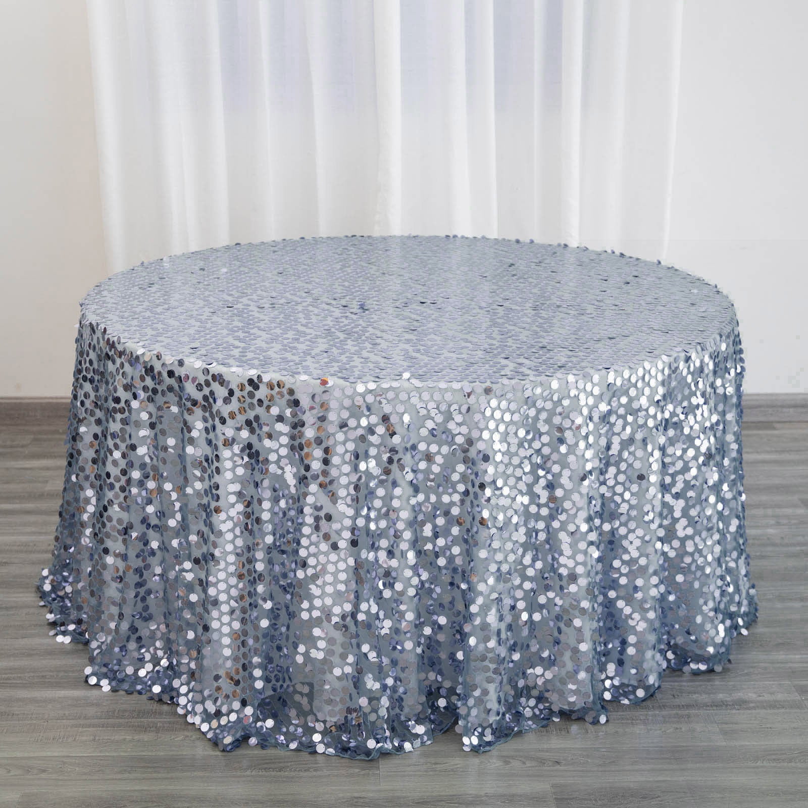 Efavormart 120" Big Payette Iridescent Dusty Blue Sequin Round ...