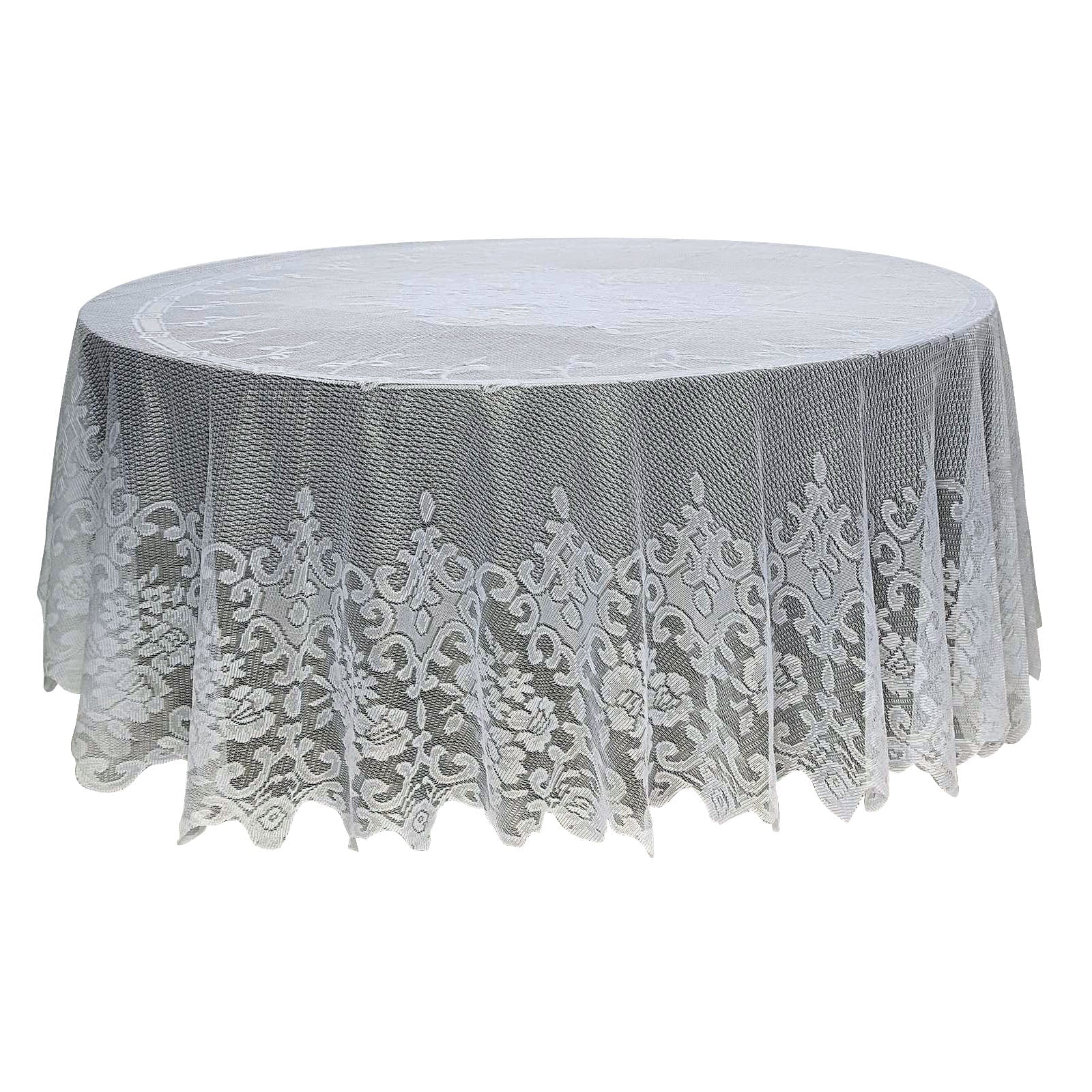 Efavormart 120" IVORY Premium Lace Round Tablecloth For Banquet Party ...