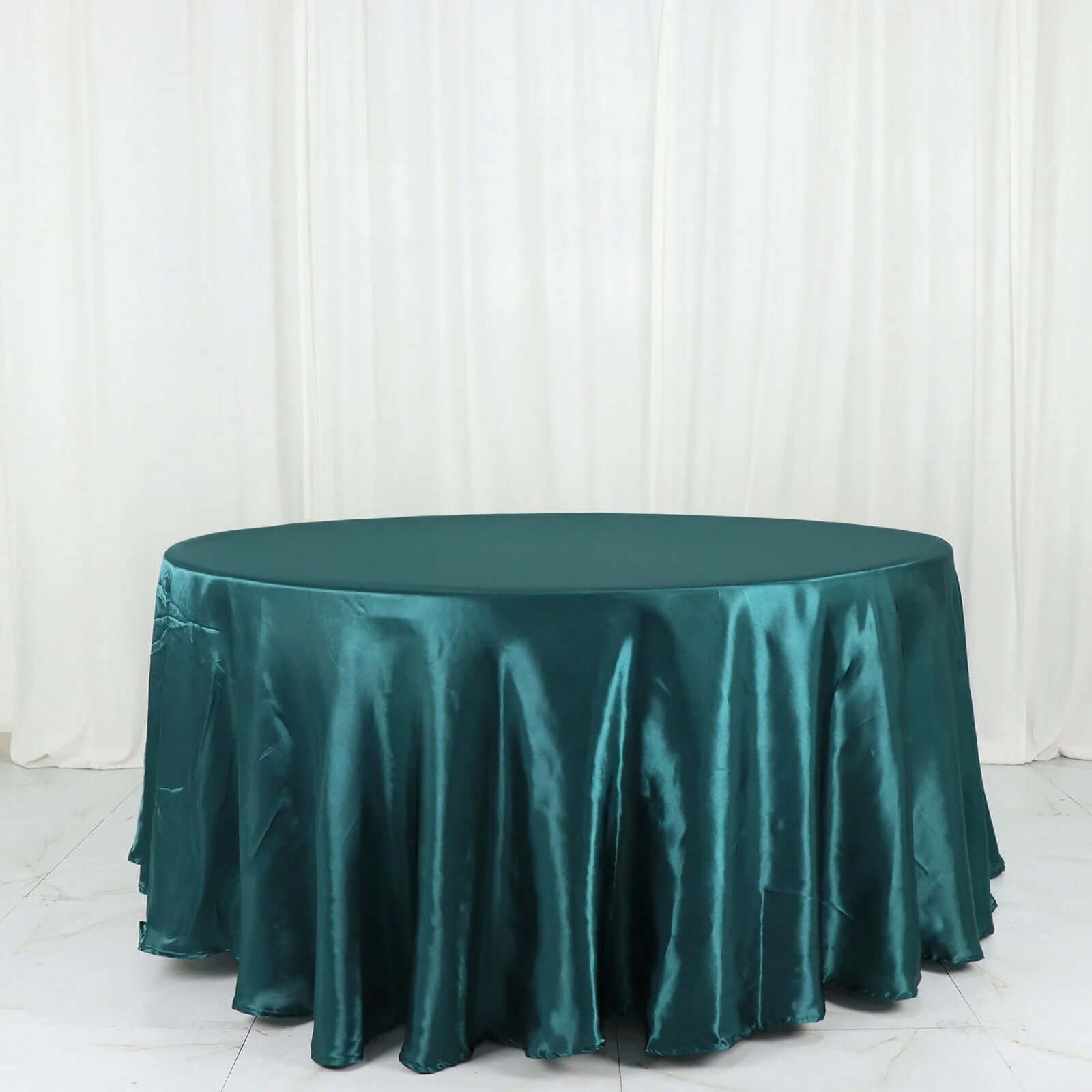 Efavormart 120 Inch Satin Round Tablecloth, Washable Linen Table Cover ...