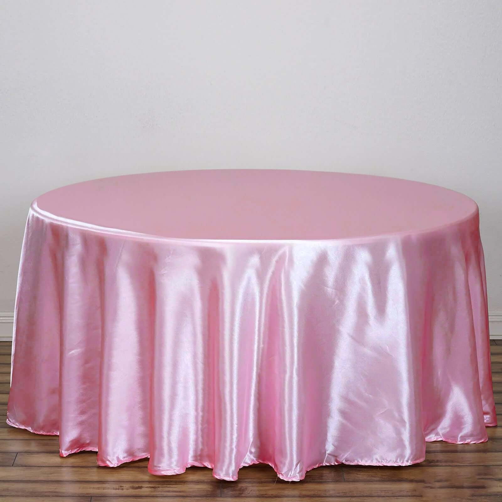 Efavormart 120 Inch Satin Round Tablecloth, Washable Linen Table Cover ...