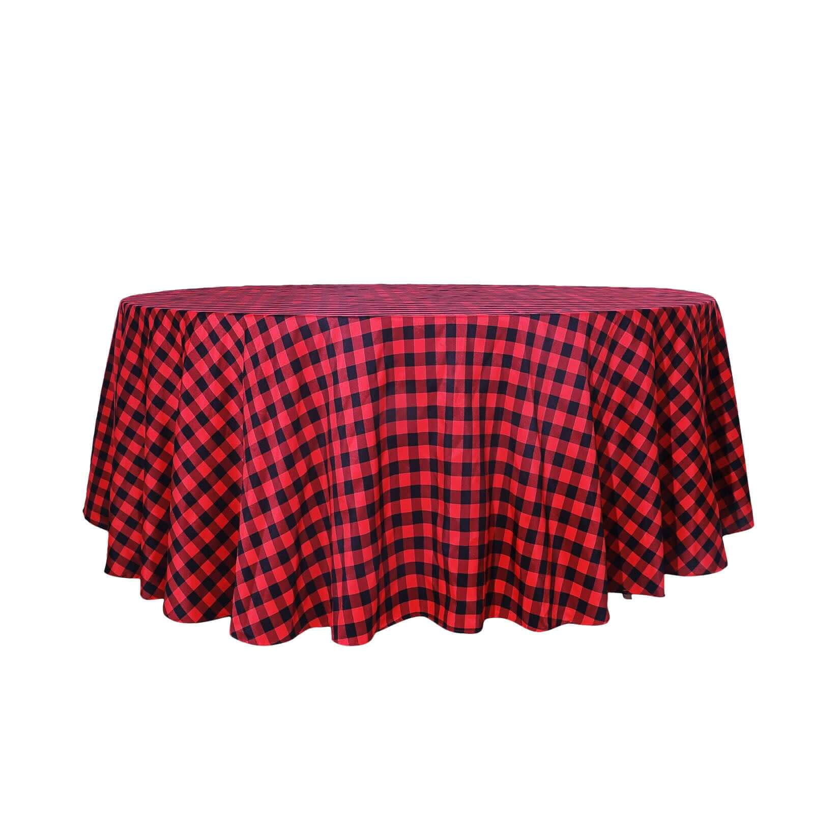 Efavormart 120" Round BLACK/RED Checkered Wholesale Gingham Polyester ...