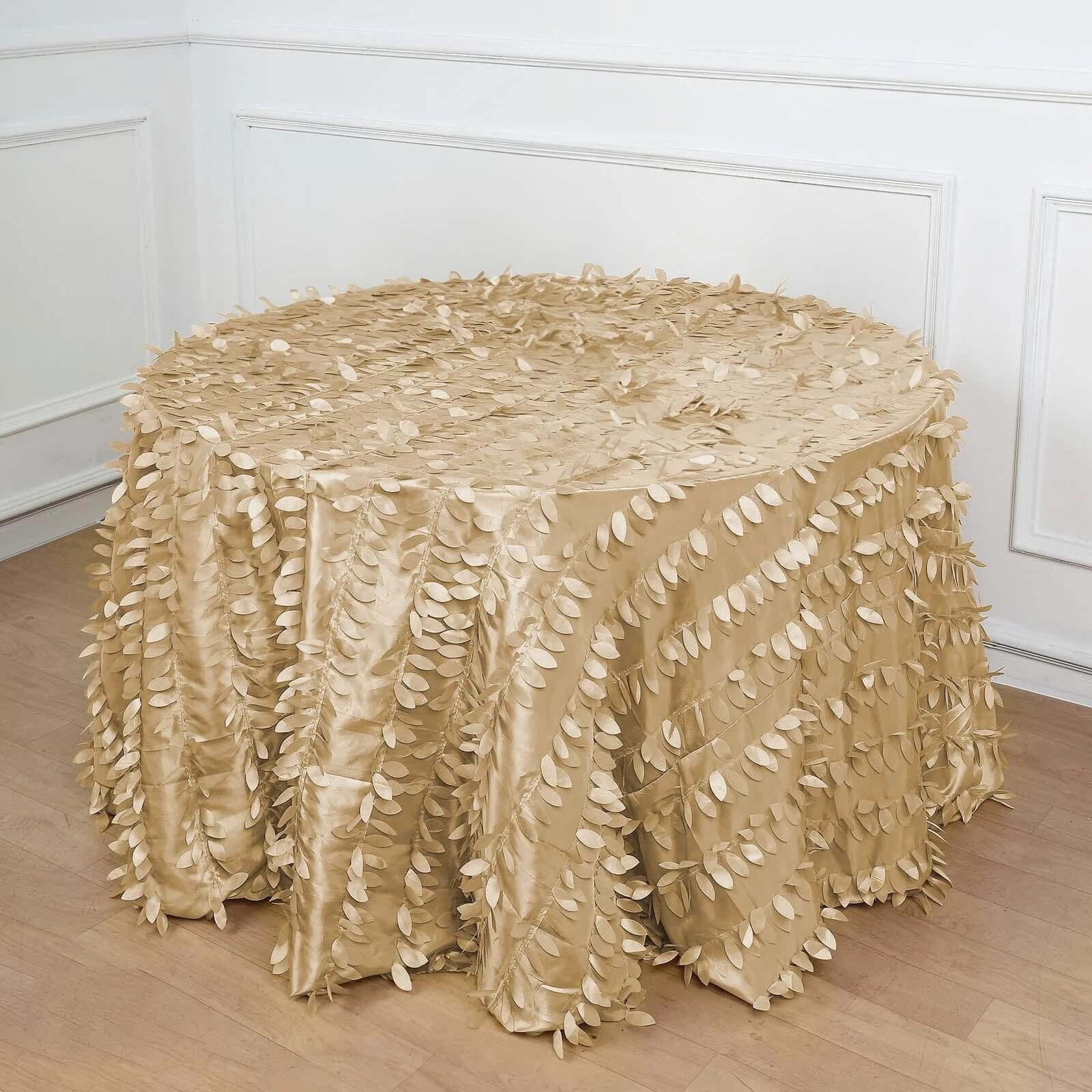 Efavormart 120" Round Leaf Petal Taffeta Tablecloth - Decorative 3D ...