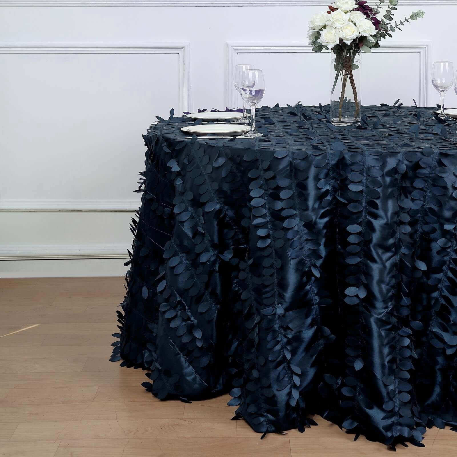 Efavormart 120" Round Leaf Petal Taffeta Tablecloth - Decorative 3D ...