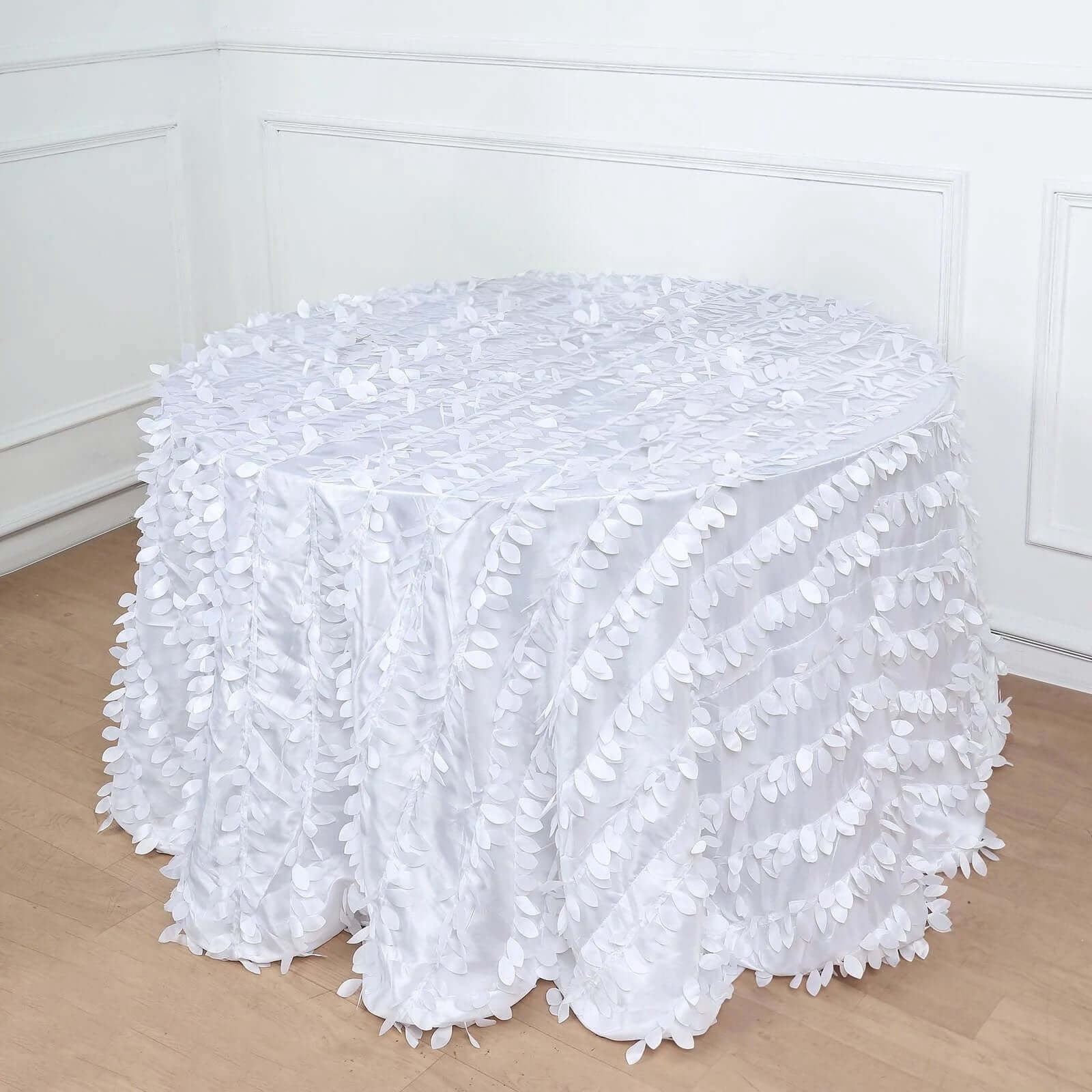 Efavormart 120" Round Leaf Petal Taffeta Tablecloth - Decorative 3D ...