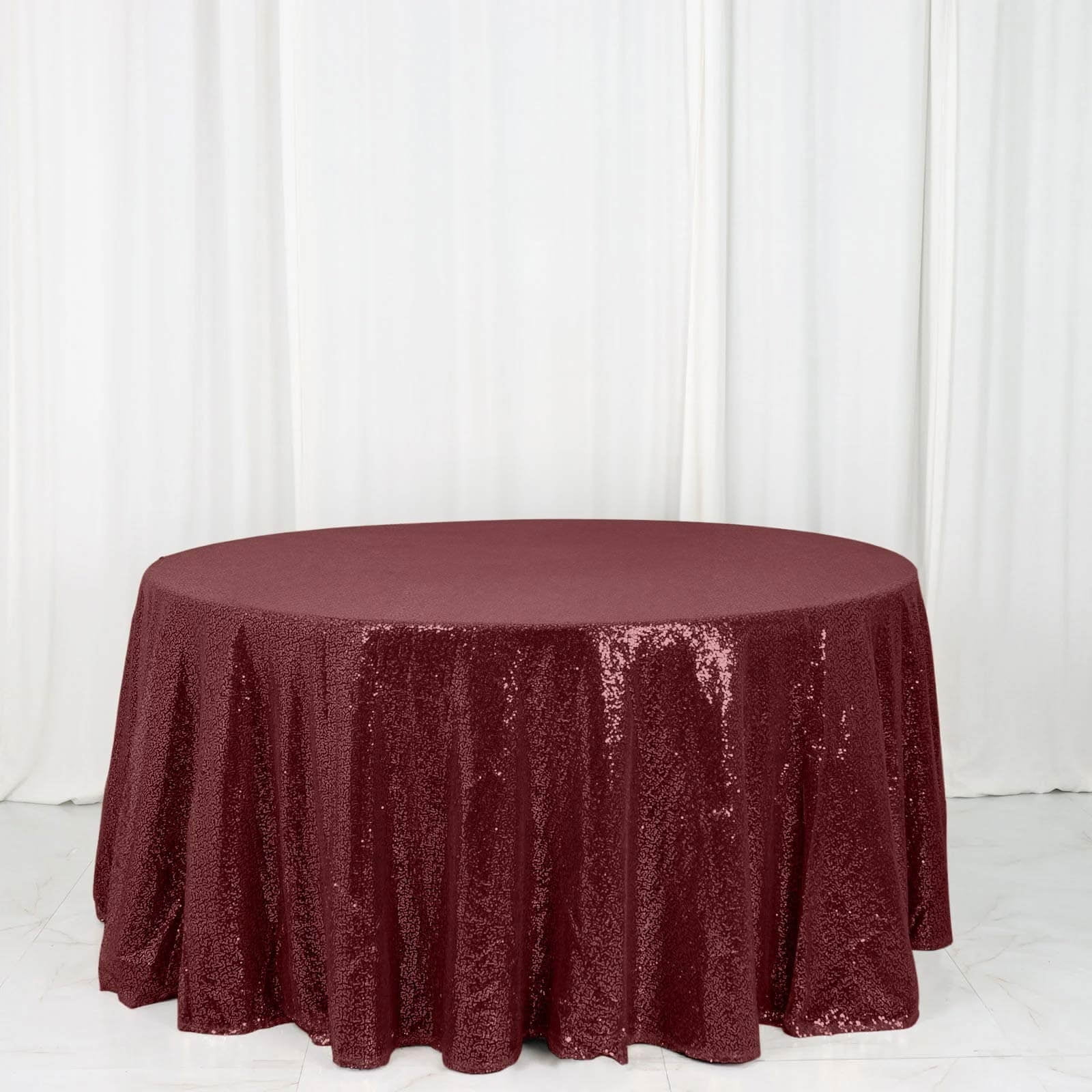 Efavormart 120" Wholesale Premium Burgundy Table Cover Sparkly SEQUIN ...