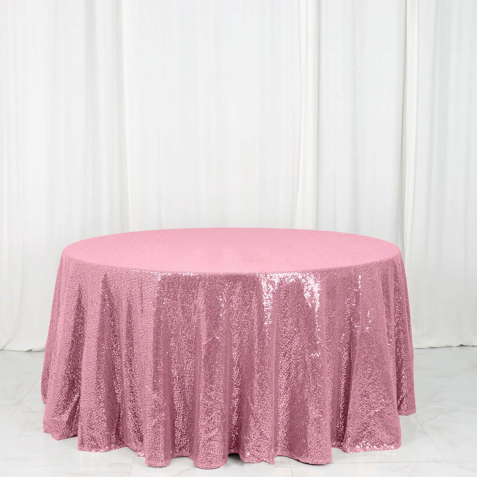 Efavormart 120" Wholesale Premium Pink Table Cover Sparkly SEQUIN Round ...
