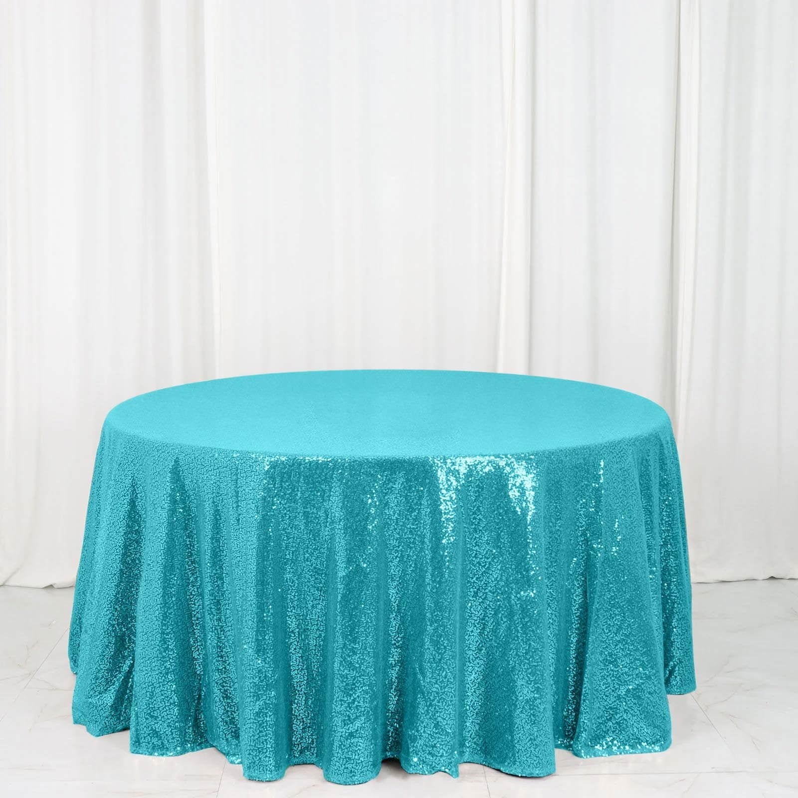 Efavormart 120" Wholesale Premium Turquoise Table Cover Sparkly SEQUIN ...