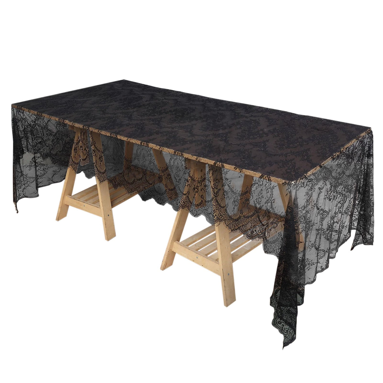 Efavormart 120"x60" Black Premium Lace Rectangle Tablecloth Vintage ...