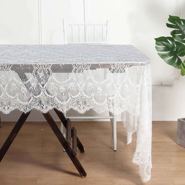 Lace Tablecloth Rectangular 60 x 120 Inch White Rectangle Overlay Tea ...