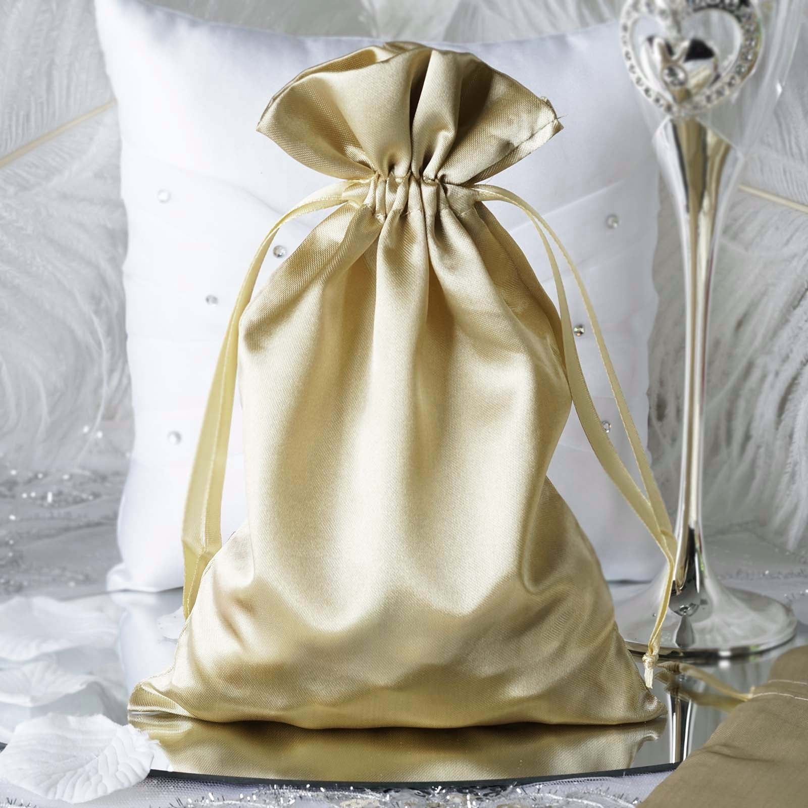 Efavormart 12PCS CHAMPAGNE Satin Gift Bag Drawstring Pouch Wedding ...