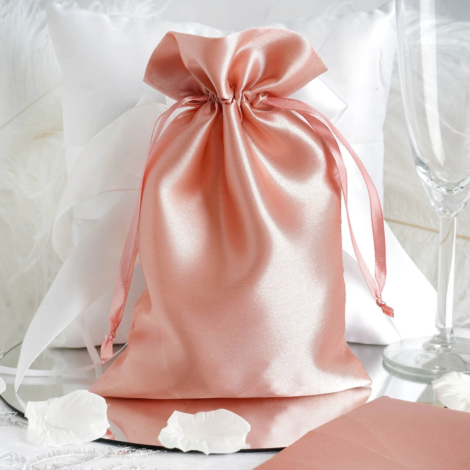 Efavormart 12PCS DUSTY ROSE Satin Gift Bag Drawstring Pouch Wedding ...