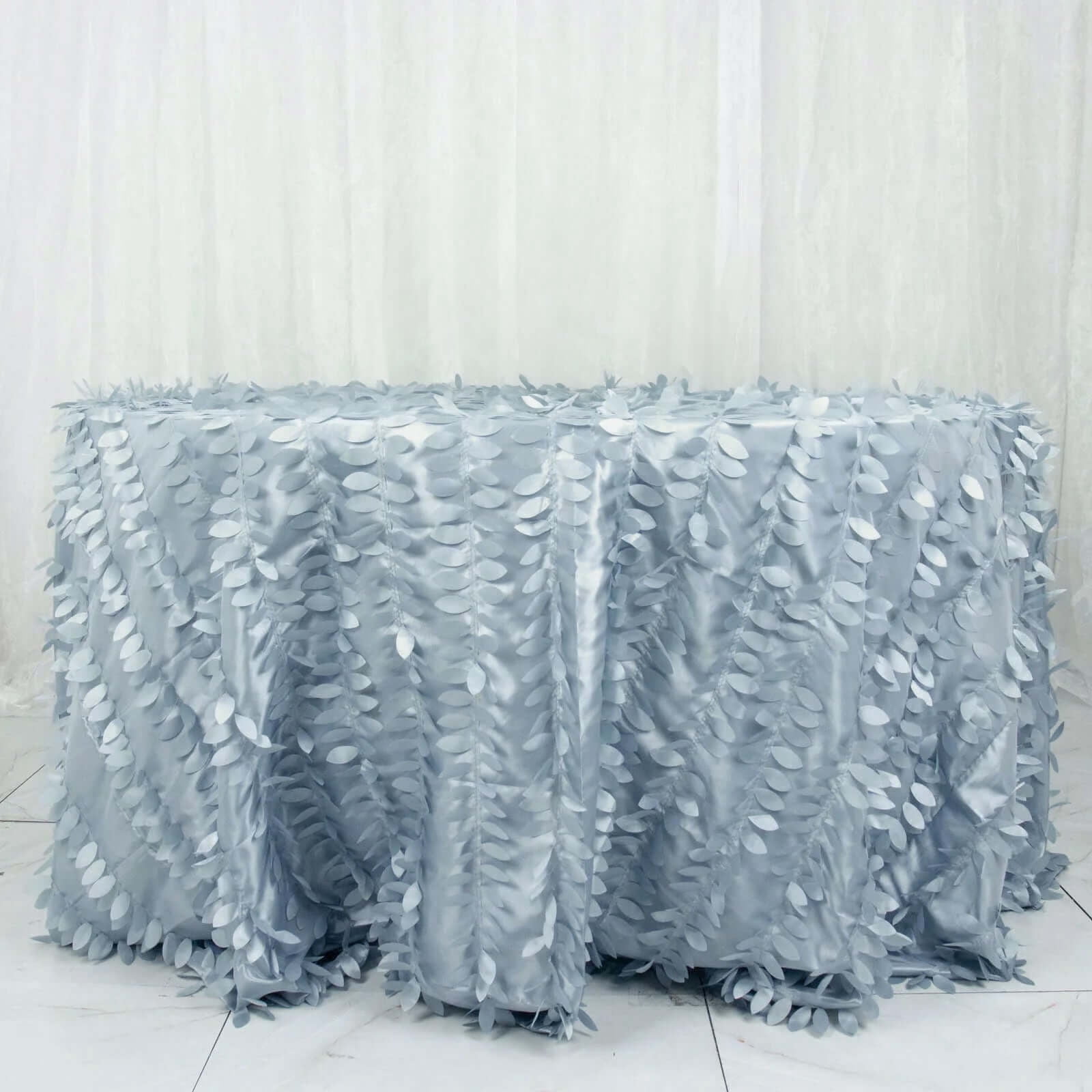 Efavormart 132" Round Leaf Petal Taffeta Tablecloth - Decorative 3D ...
