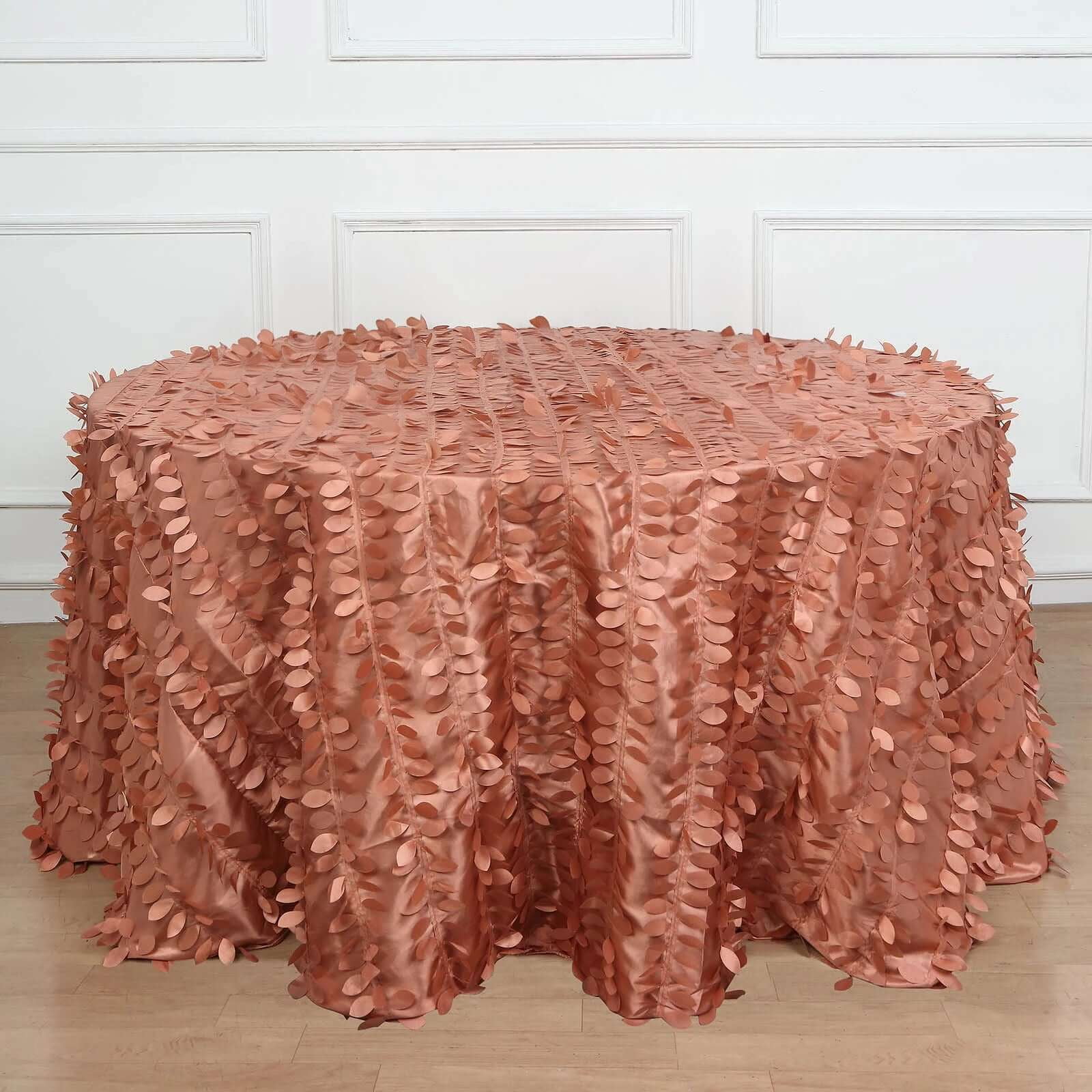 Efavormart 132" Round Leaf Petal Taffeta Tablecloth - Decorative 3D ...