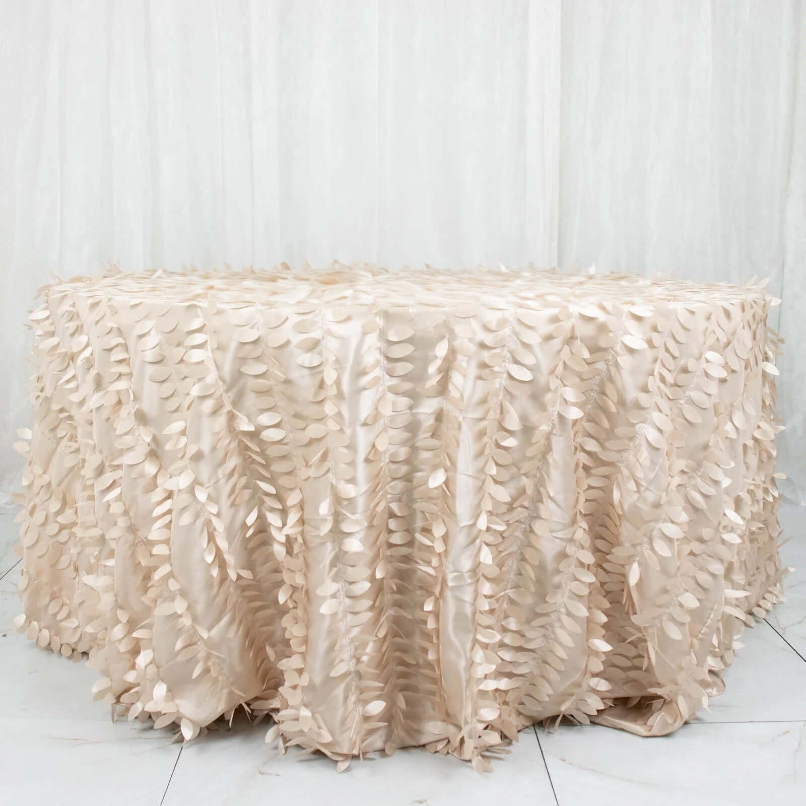 Efavormart 132" Round Leaf Petal Taffeta Tablecloth - Decorative 3D ...