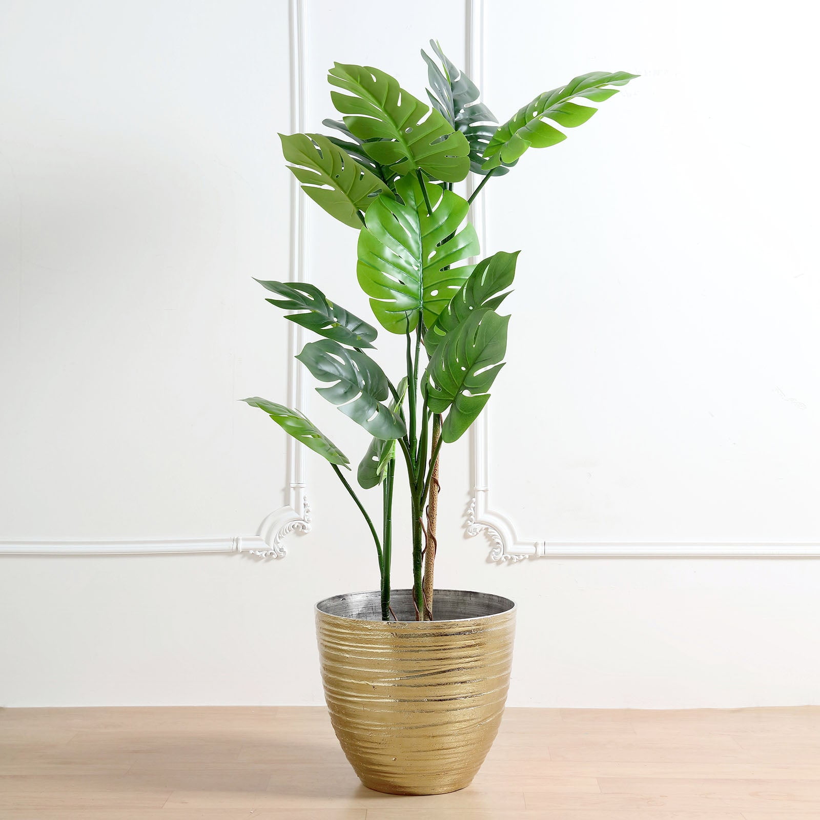 "Efavormart 14"" Large Gold Planter, Embossed Indoor Round Pot for ...