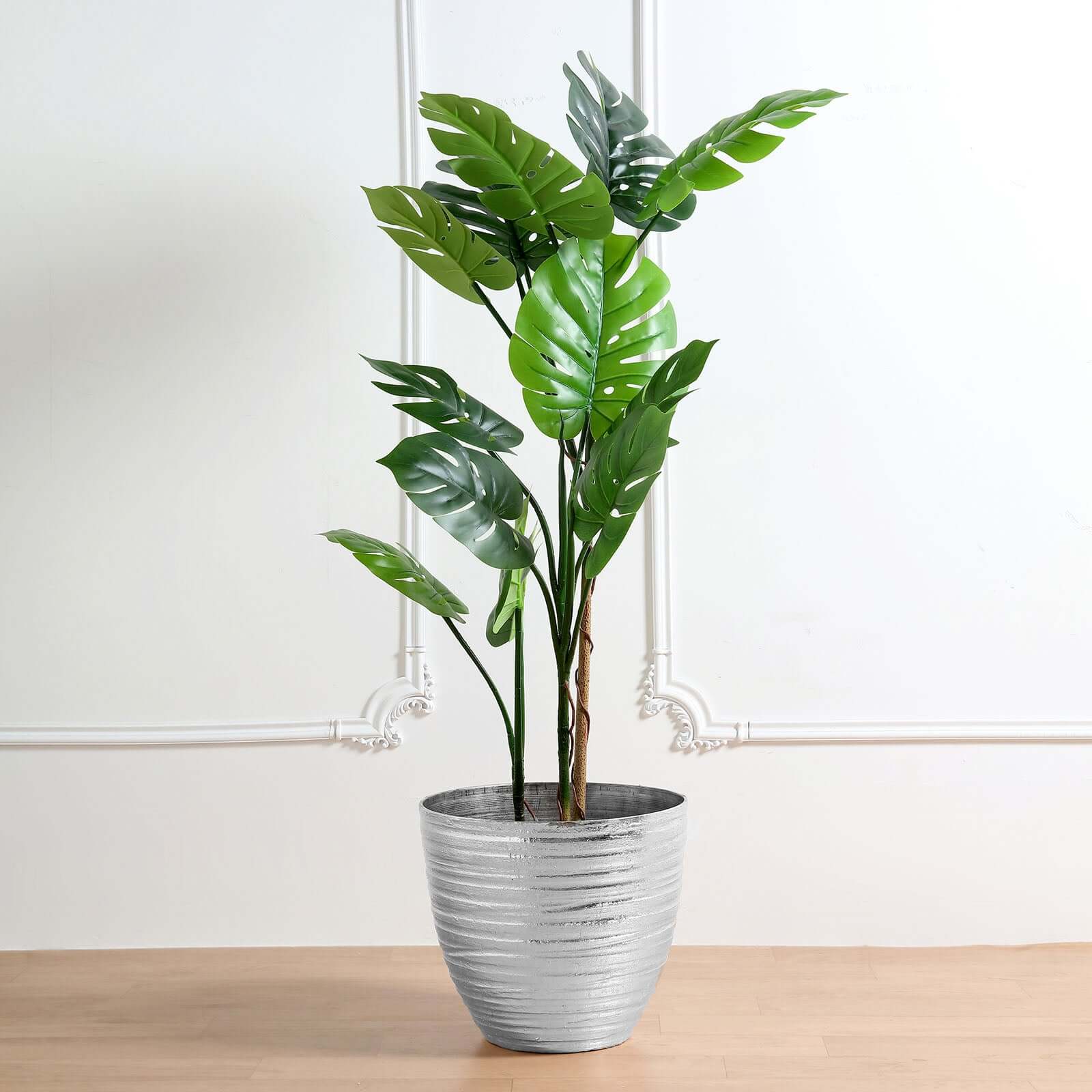 Efavormart 14" Dia Large Metallic Silver Planter, Decorative Indoor ...