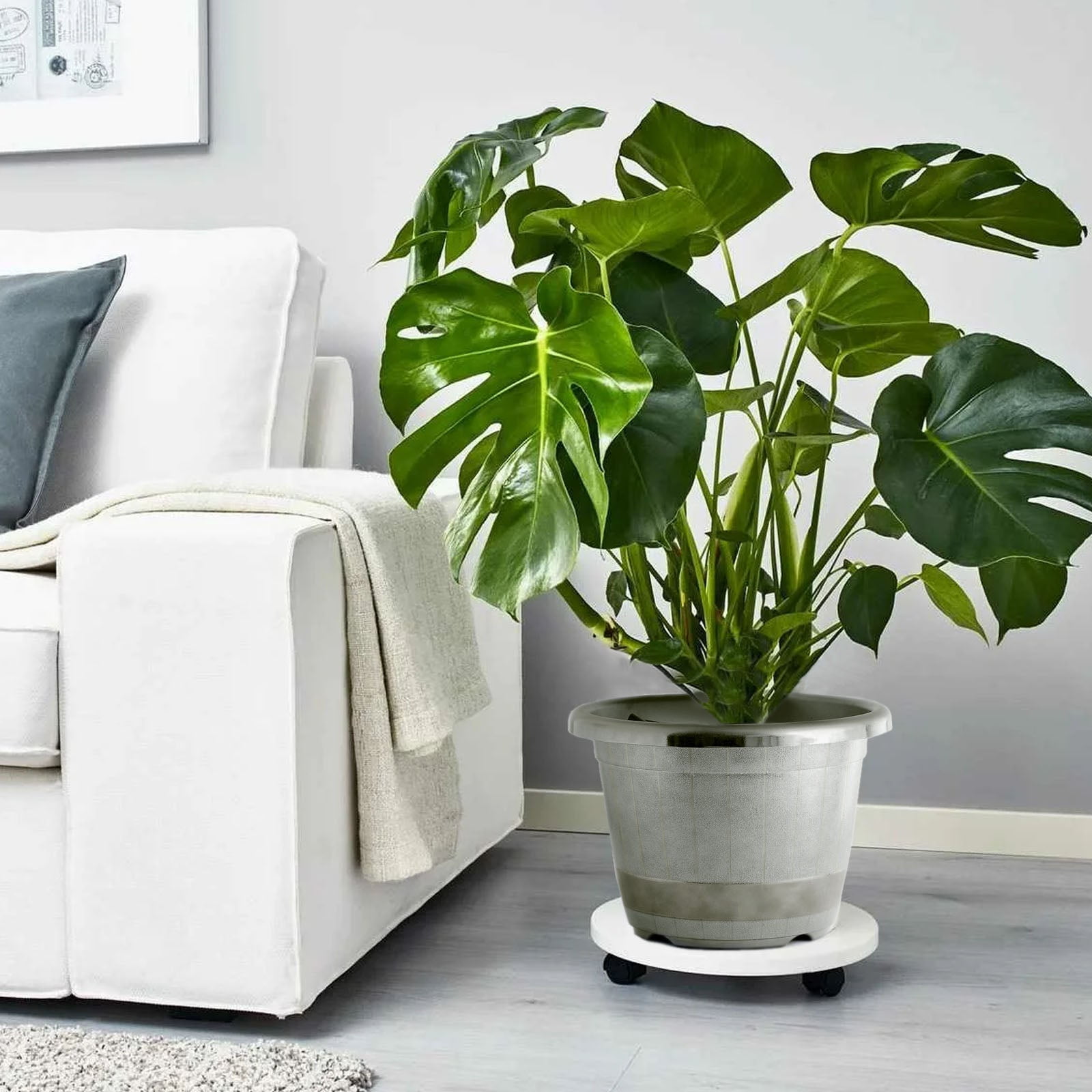 Efavormart 14" Dia Modern Silver Barrel Planter Pot, Decorative Indoor ...
