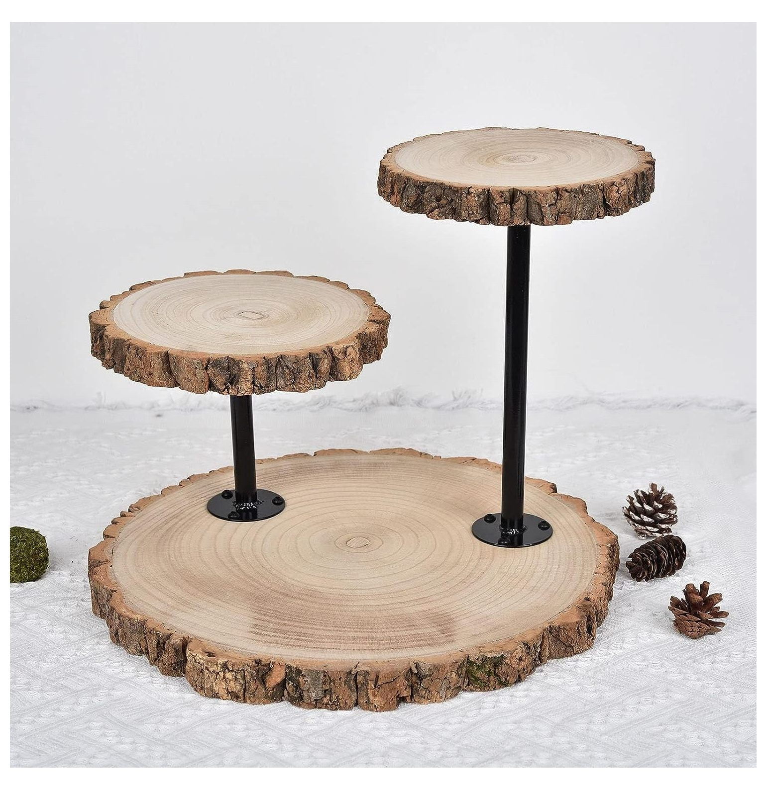 Efavormart 14" | 3 Tier Rustic Wood Slice Decorative Cupcake Stand with ...