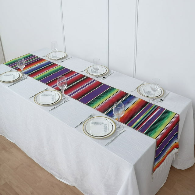 Efavormart 14" x 108" Mexican Serape Table Runner With Tassels Fiesta ...