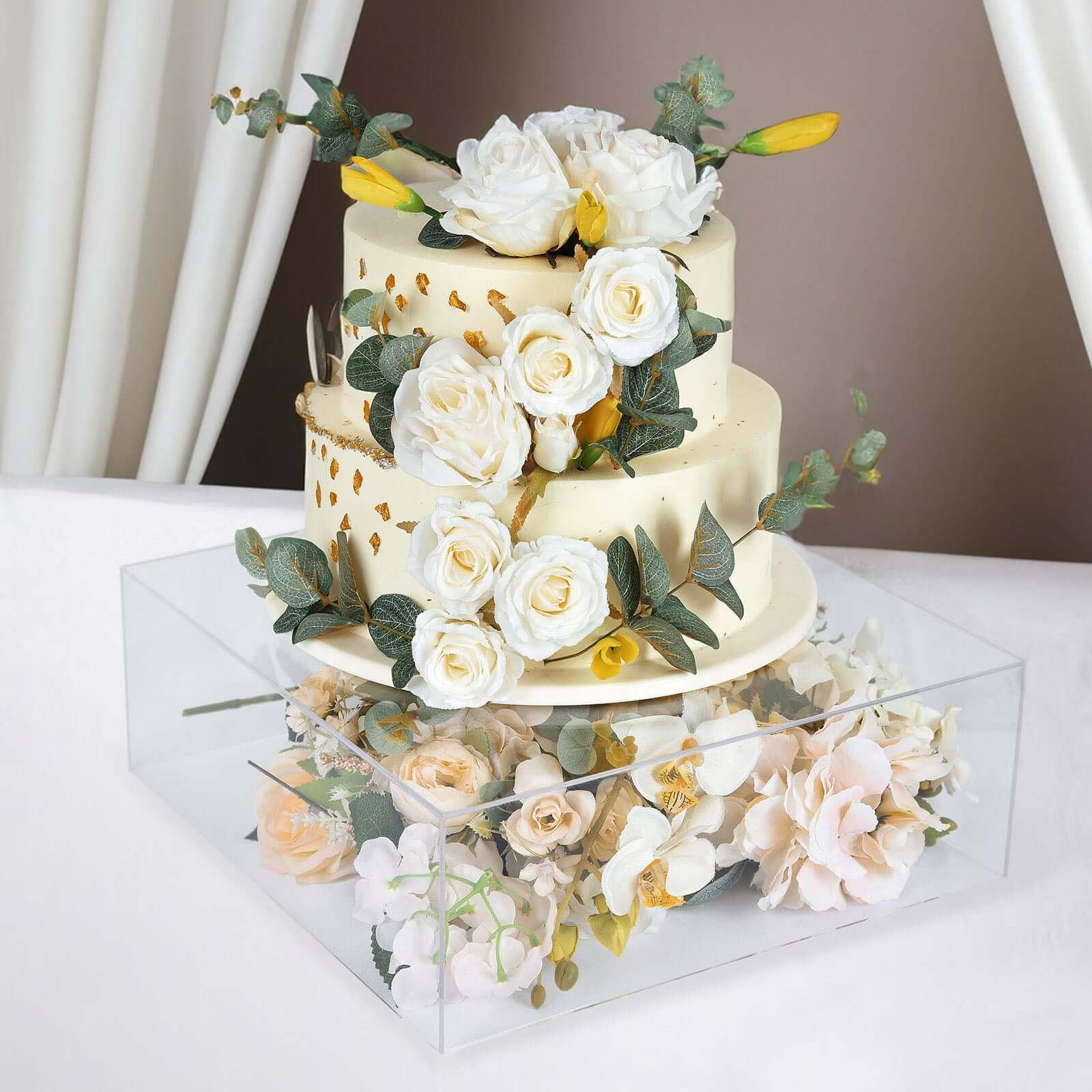 Efavormart 14"x14" Clear Acrylic Cake Box Stand, 5 Sided Mirror Finish ...