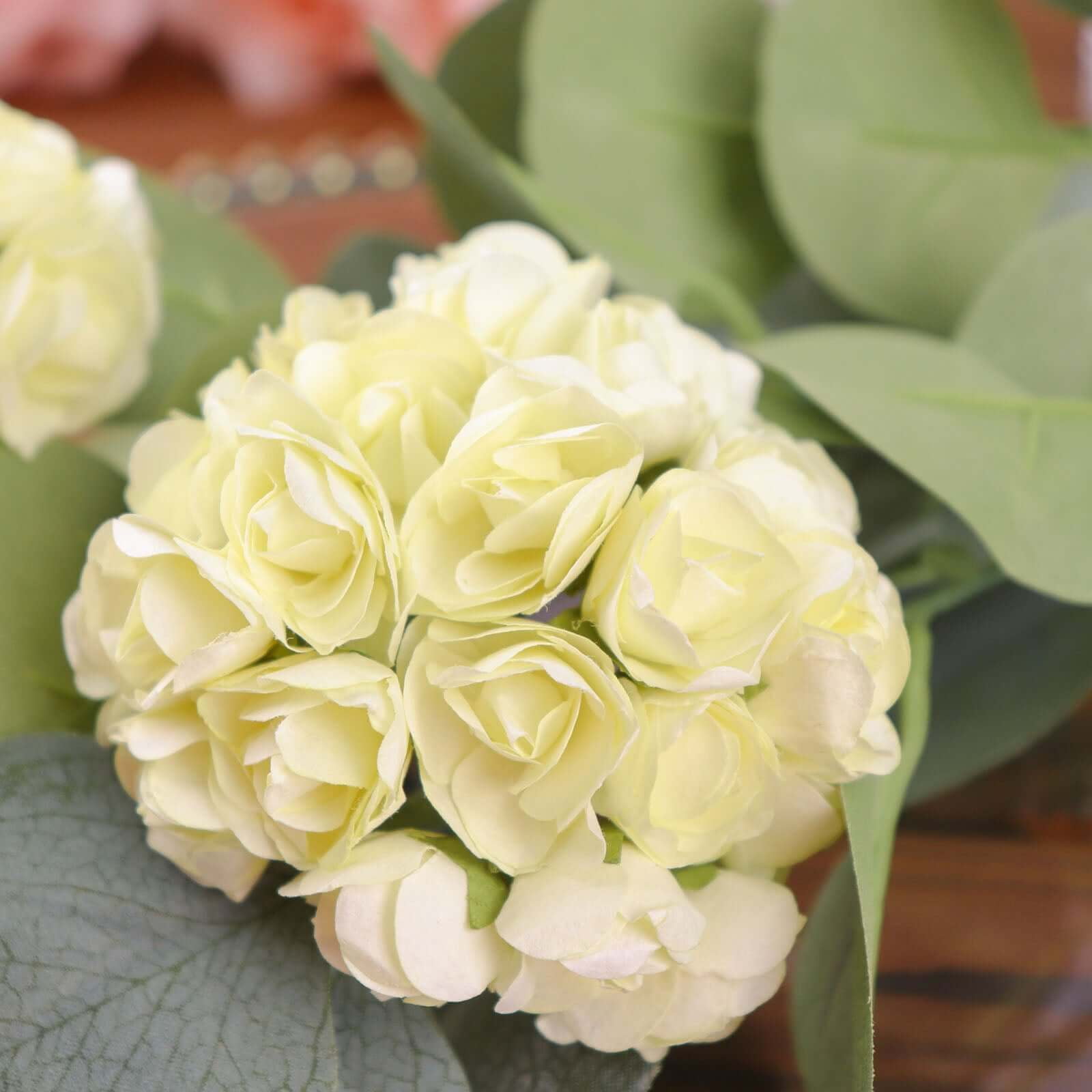 Efavormart 144 Paper Mini Ivory Flower Roses For Wedding Bouqets ...