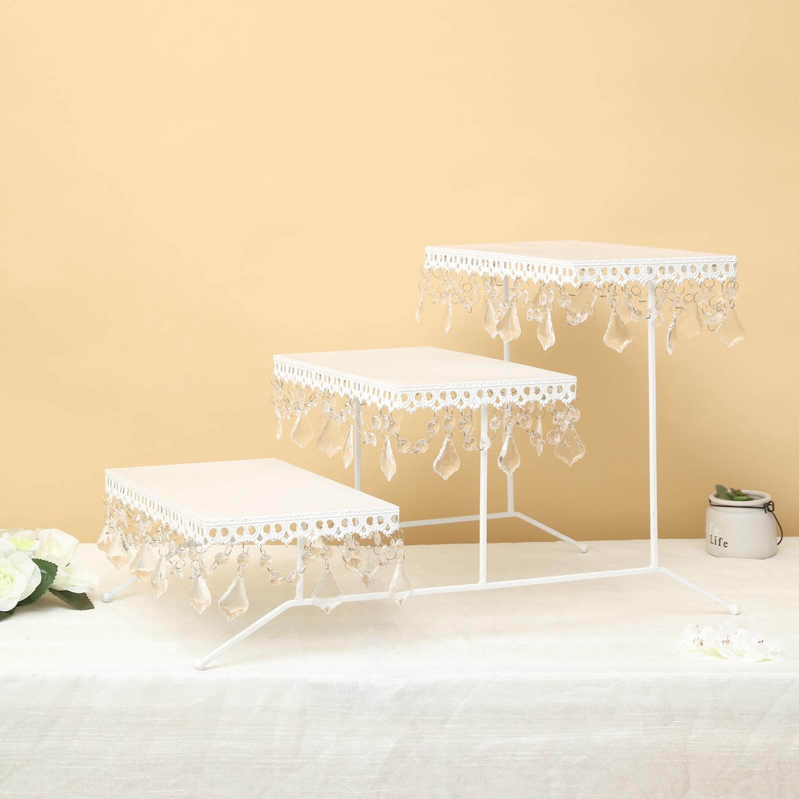 "Efavormart 15"" Tall WHITE Metal Pedestal Cake Stand, 3 Tiered Serving ...