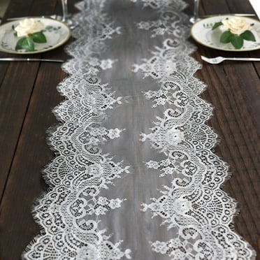 Gerich Cotton Crochet Lace Tablecloth Floral Table Runner Cover ...