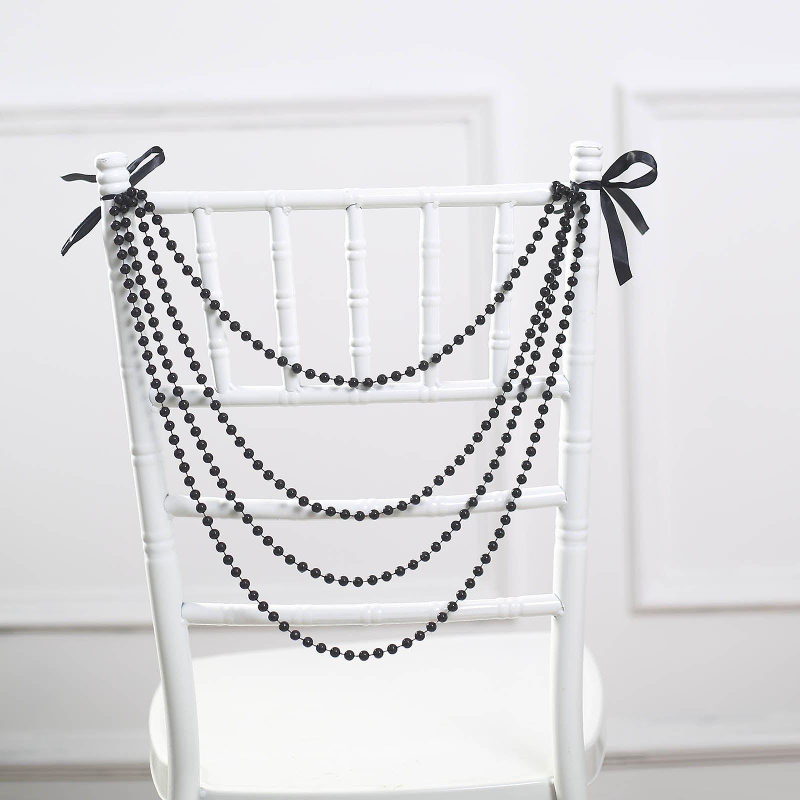 Efavormart 16" Black Pearl Beaded Garland Chair Sashes Wedding ...