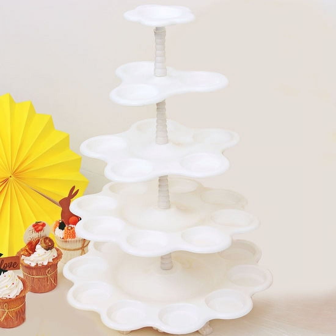 Efavormart 18" 5-Tier Scallop Edge 27-Cupcake Tower Cake Stand for Wedding Party Dessert Display ...